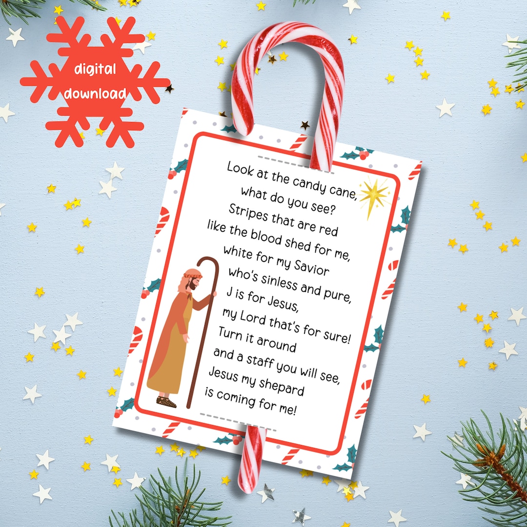 Legend of the Candy Cane Holder Printable - Christian Christmas Tag for ...
