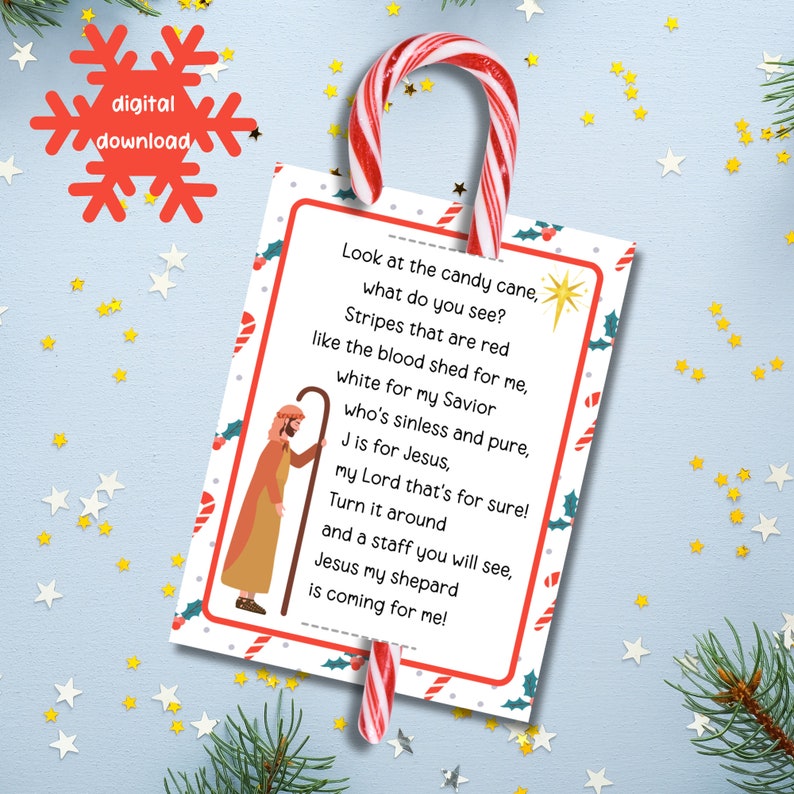 Legend of the Candy Cane Holder Printable - Christian Christmas Tag for ...