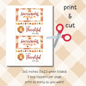 Thanksgiving Printable Treat Bag Topper - Fall Candy Bag Topper ...