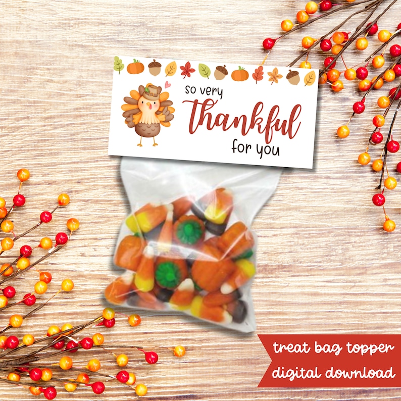 Thanksgiving Printable Treat Bag Topper Fall Candy Bag Topper ...