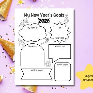 New Years Resolution Template for Kids Printable - Happy New Year Craft ...