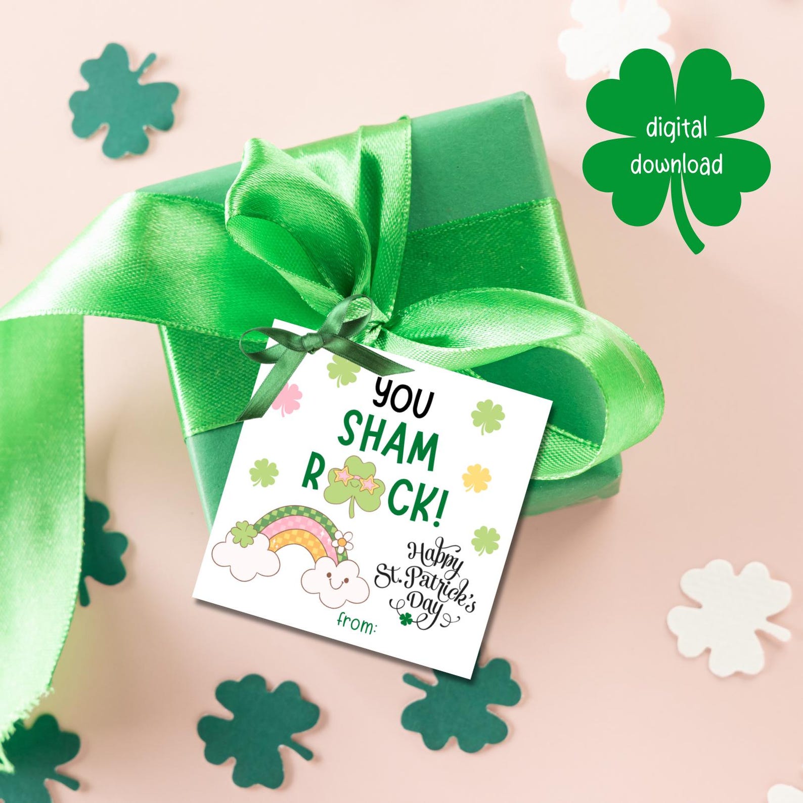 St. Patrick's Day Shamrock Tag Printable - Saint Patrick's Day Tag for ...