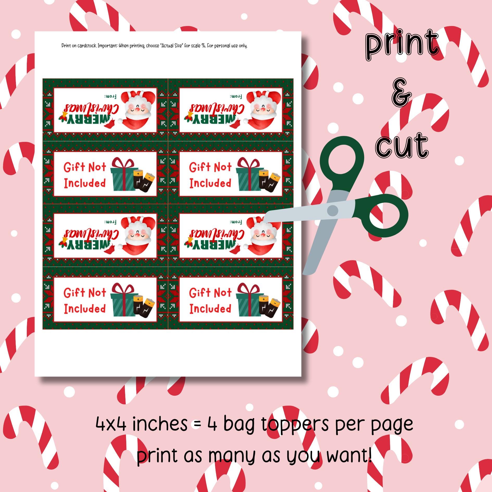 Gift Not Included Bag Topper Printable - Stocking Stuffer - Funny ...