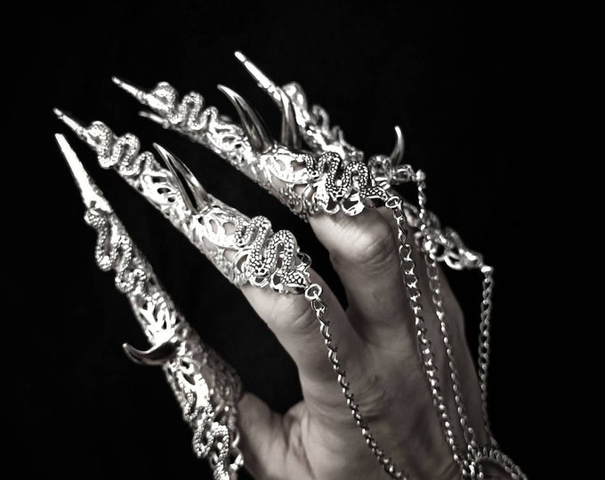 Serpentine Nail Claws: Gothic Rings, Goth Accessories, Alt Accessories ...