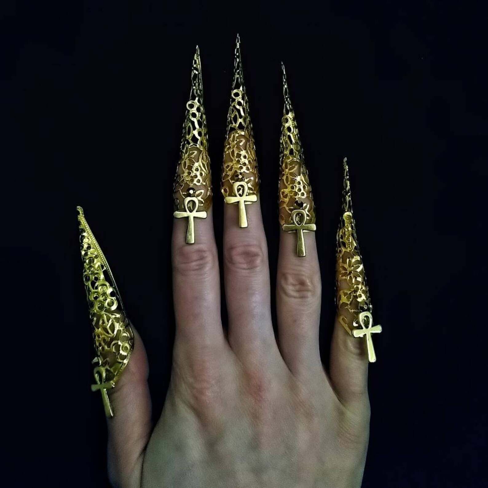 Ankh Nail Rings: Egyptian Cosplay Vampire Claws Queen of the - Etsy ...