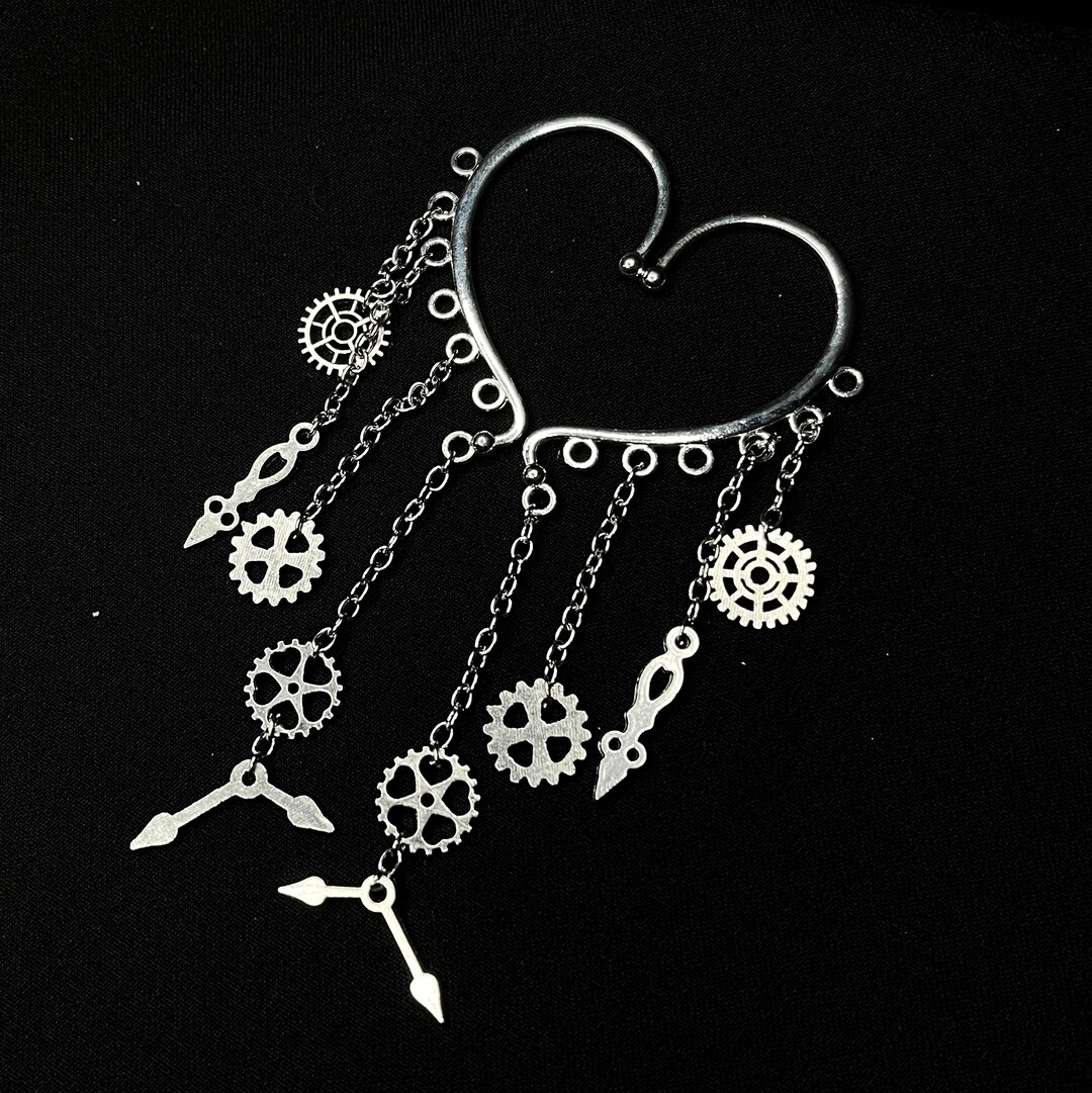 Silver Cog Ear Cuffs: Steampunk Wrap, Alt Accessory, Alternative ...