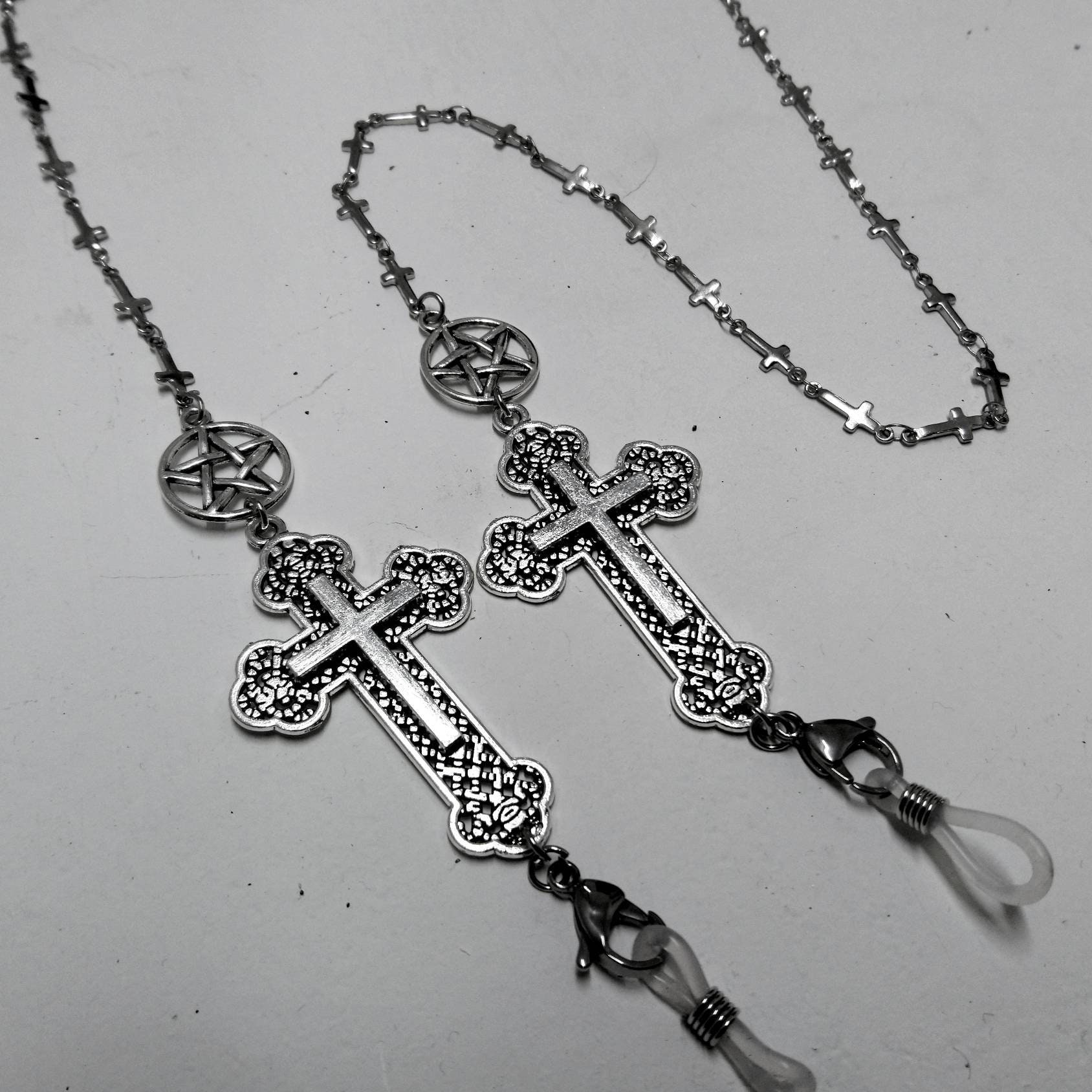 Satanic glasses chain: gothic chain goth eyewear Alt | Etsy
