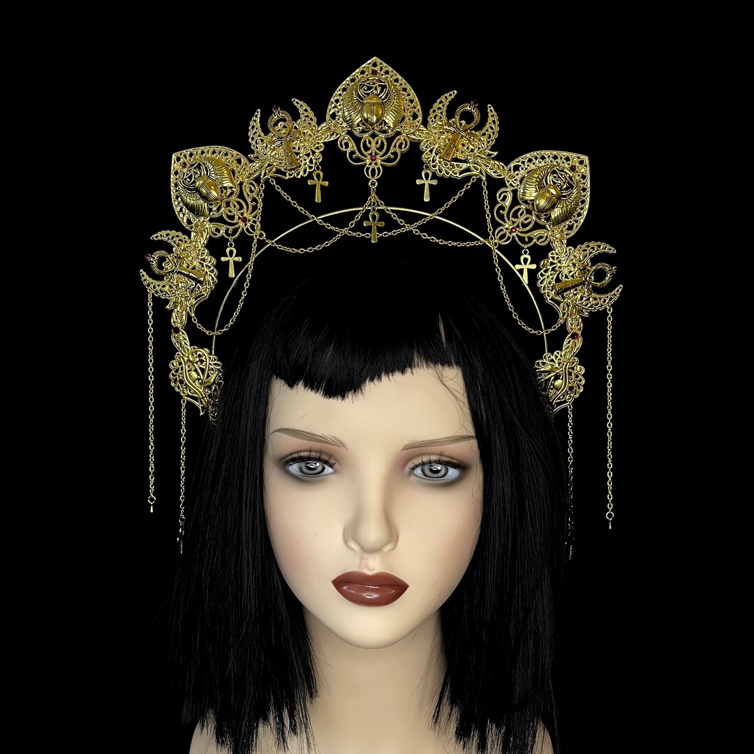 Scarab Crown: Egyptian Headwear, Goth Bride, Egypt Queen, Pagan, Snake ...