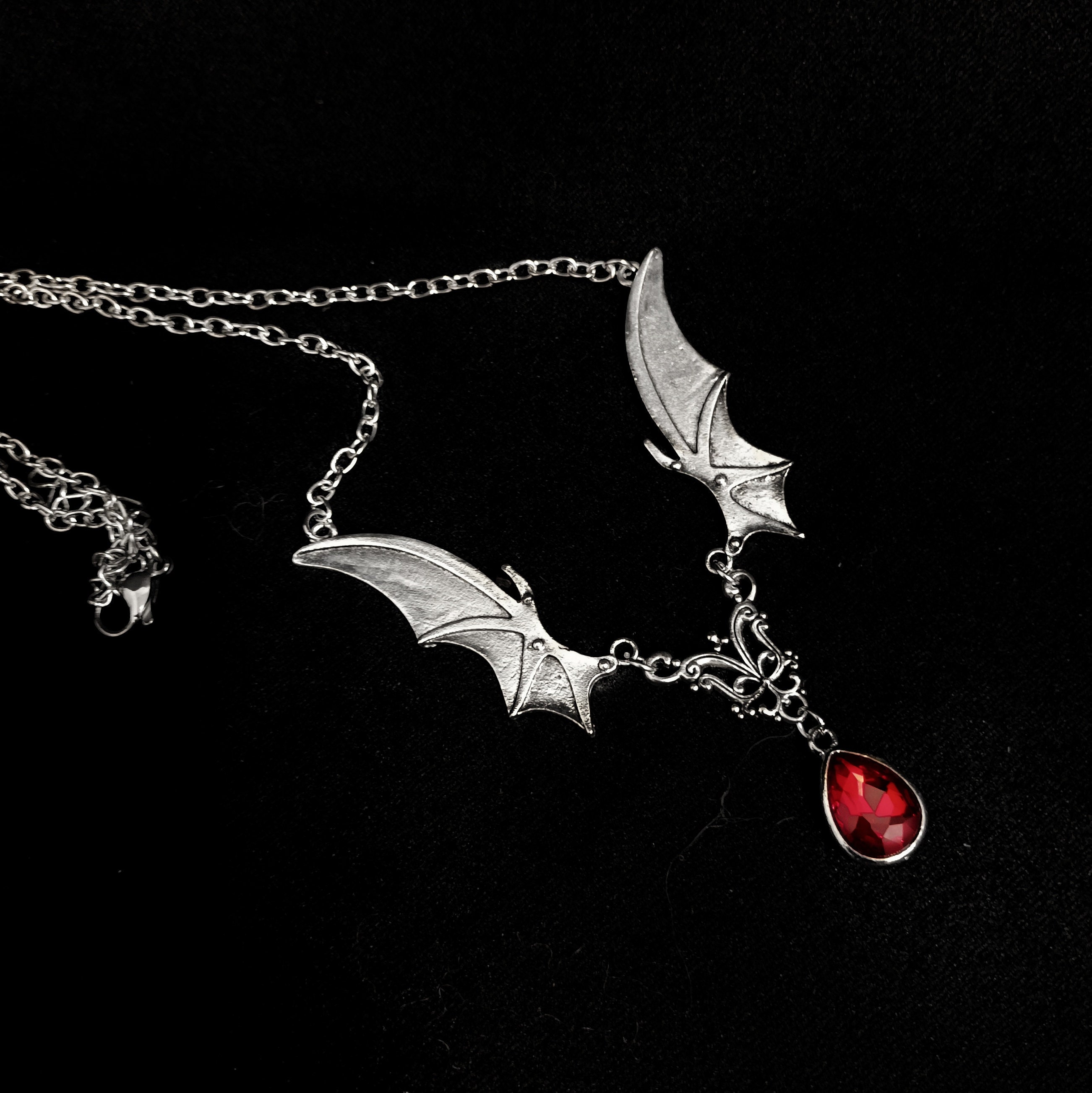 Bloodlust Necklace: Handmade Vampire Goth Jewelry, Bat Wing - Etsy