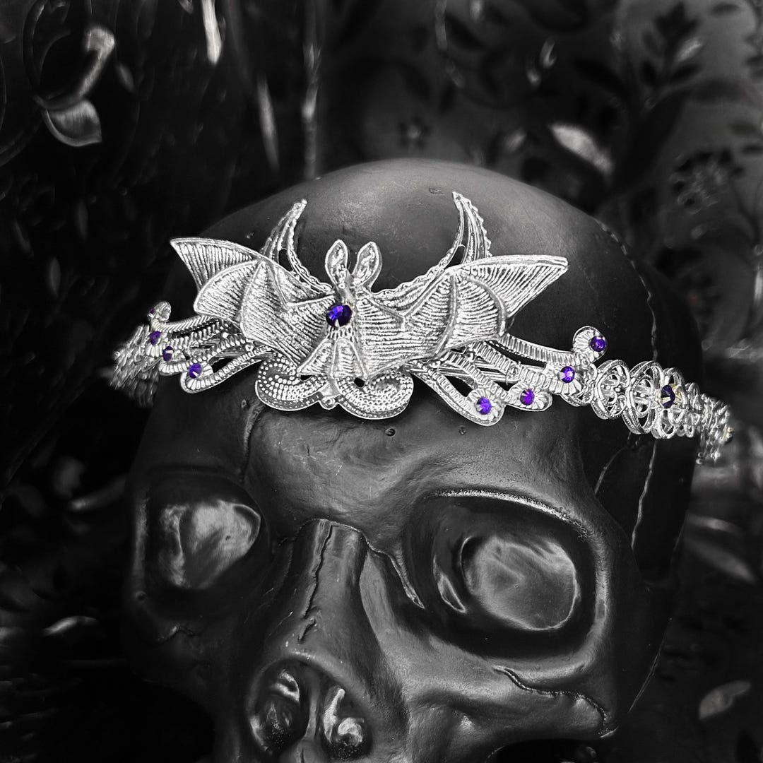 Bat Goddess Tiara: Gothic Vampire Moon Crown, Alt Headpiece - Etsy