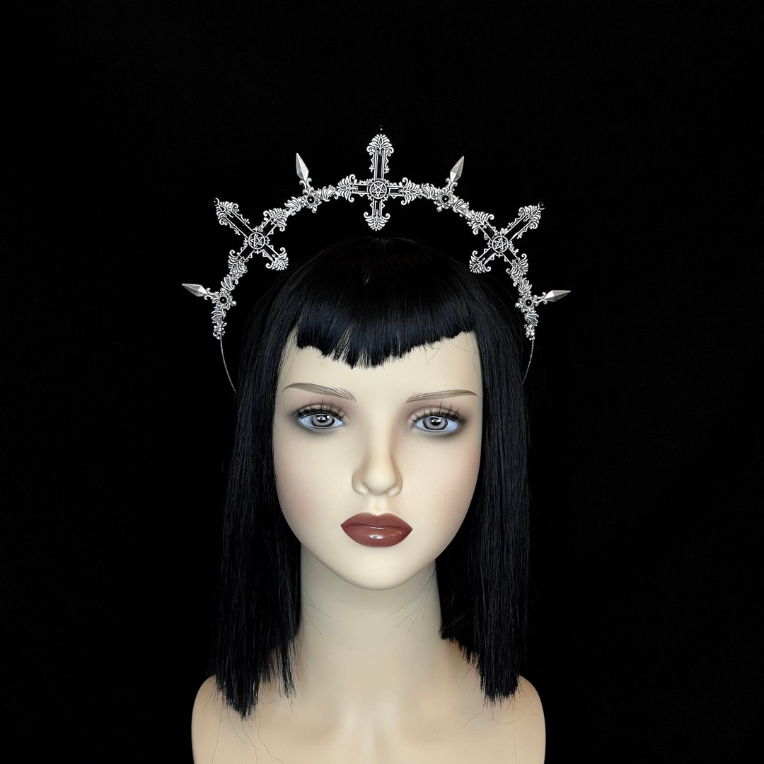 Heresy Halo: Inverted Cross & Pentagram Crown - Gothic Headwear - Etsy