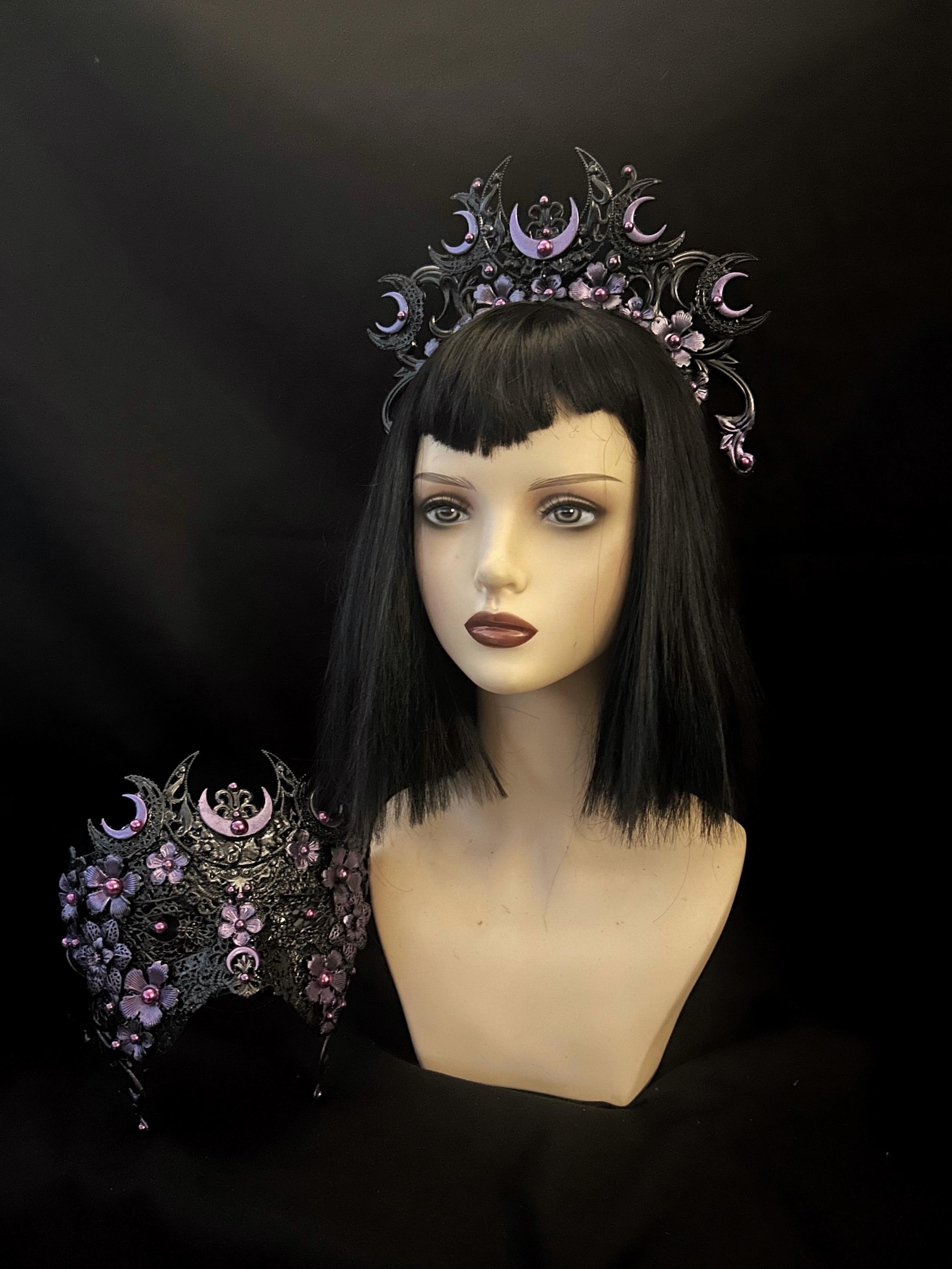 Lunara Crown- Moon Headwear, Witch Cosplay, Gothic Headdress, Celestial ...