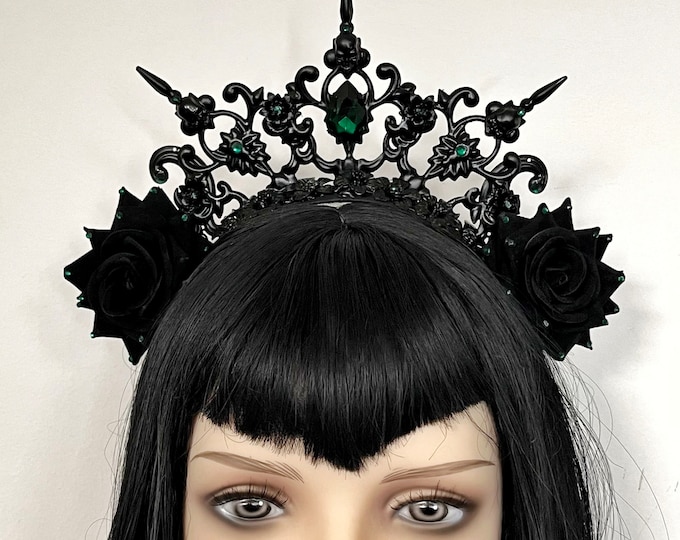 Morte Crown: Gothic Headwear, Goth Bride, Skull, Vampire, Baroque ...