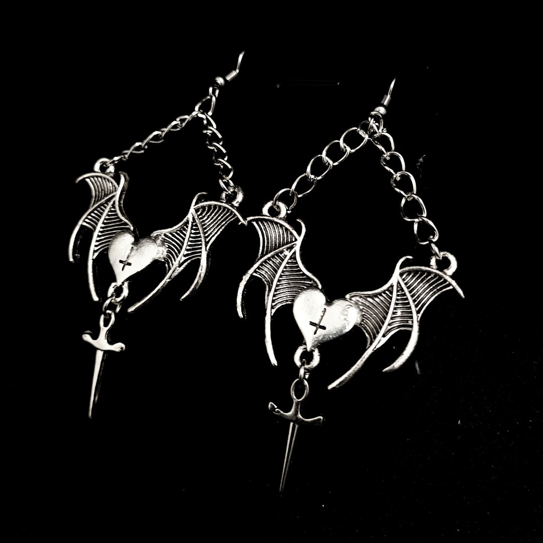 Lovesong for Vampire Earring: Vamp Jewellery, Goth Accessory, Heart ...