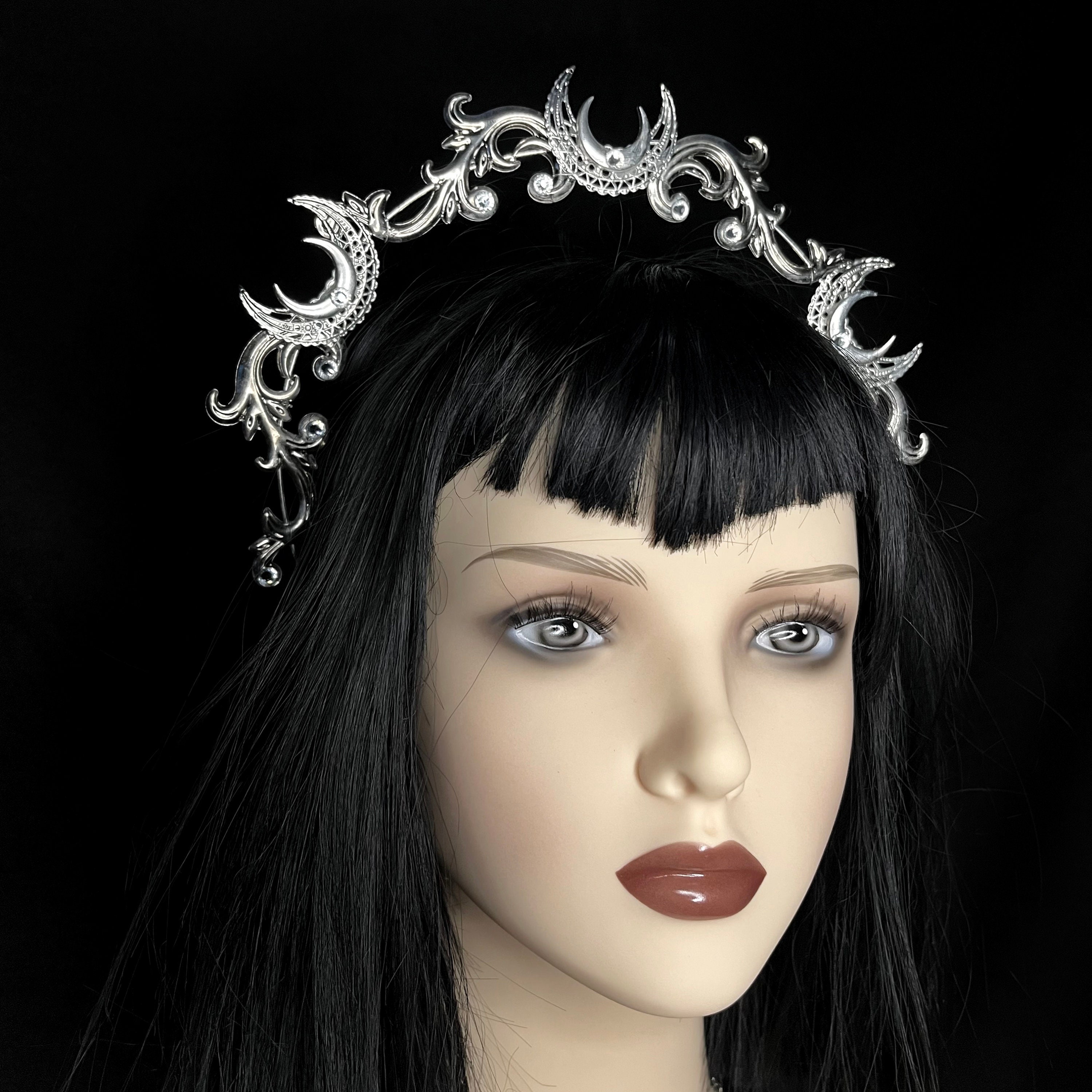 Luna Halo Crown: Silver Rhinestone Moon Headpiece - Etsy