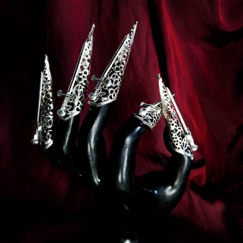 Tarot Sword Nail Rings: Gothic Jewellery Goth Nails - Etsy