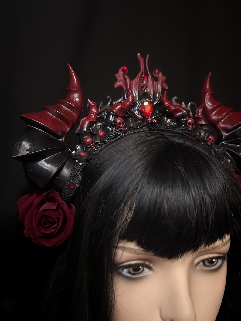Invoke- Demon Gothic Headdress, Horned Crown - Etsy UK