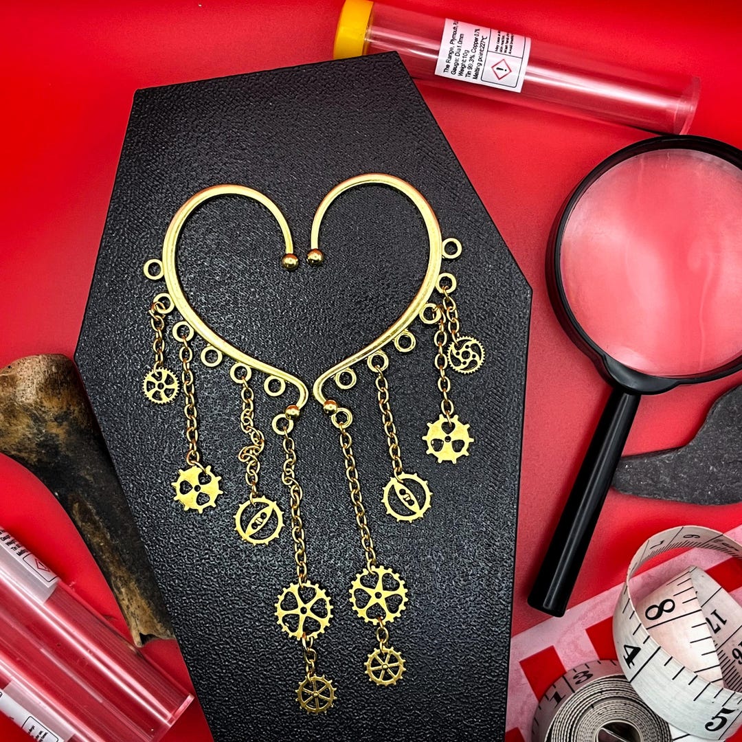 Gold Cog Ear Cuffs: Steampunk Wrap, Alt Accessory, Alternative ...