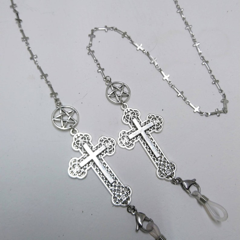 Satanic Glasses Chain: Gothic Inverted Cross, Pentagram Eyewear ...