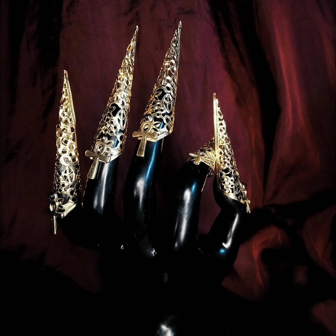 Ankh Nail Rings: Egyptian Cosplay Vampire Claws Queen of the - Etsy ...