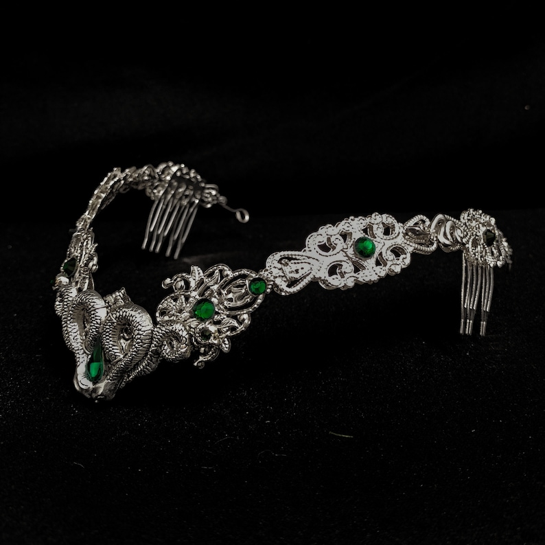 Slither Tiara: Gothic Serpent Crown With Green Rhinestones and Snakes ...