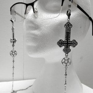 Satanic Glasses Chain: Gothic Inverted Cross, Pentagram Eyewear ...