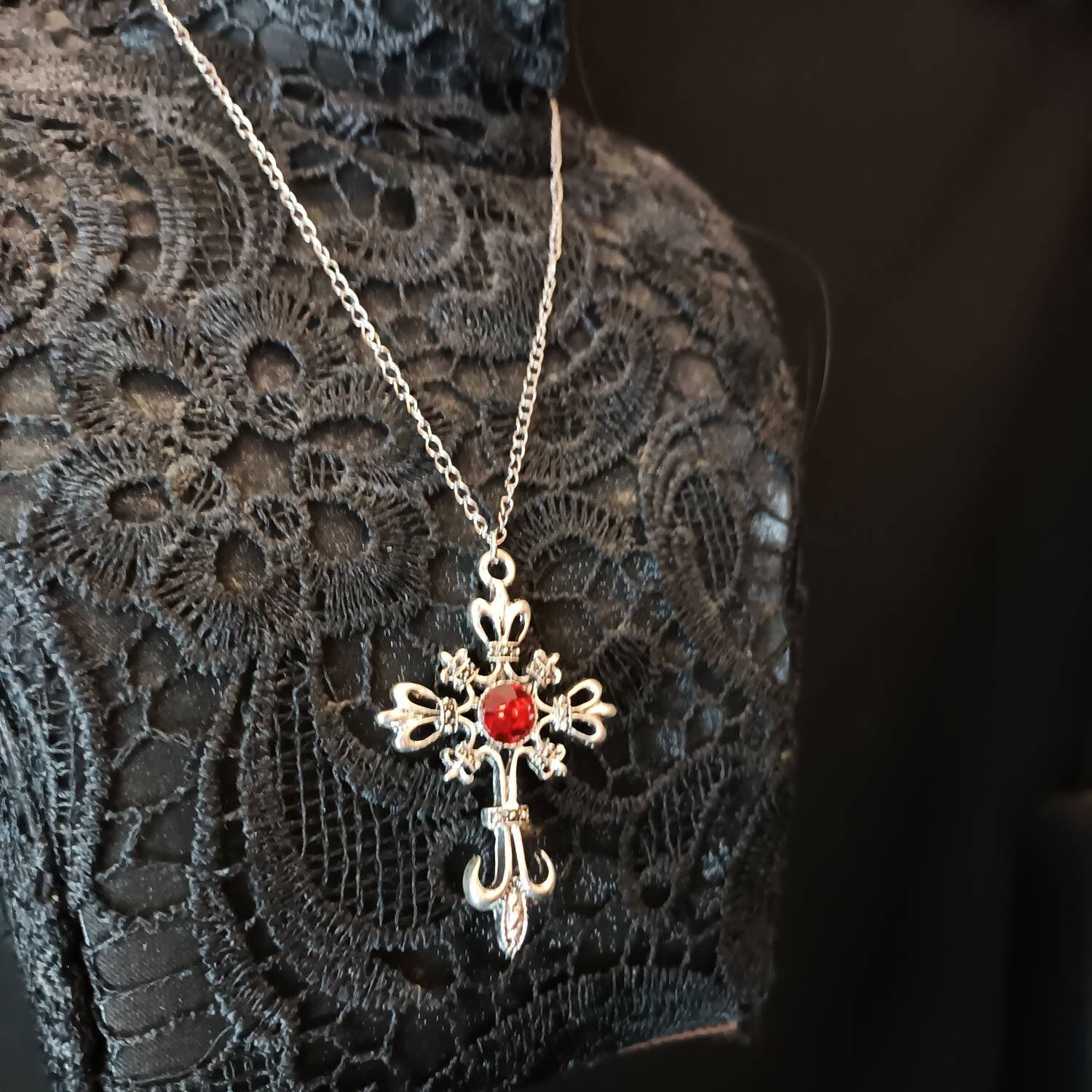 Lady Vamp Necklace: Vampire Pendant Gothic Cross Halloween - Etsy UK
