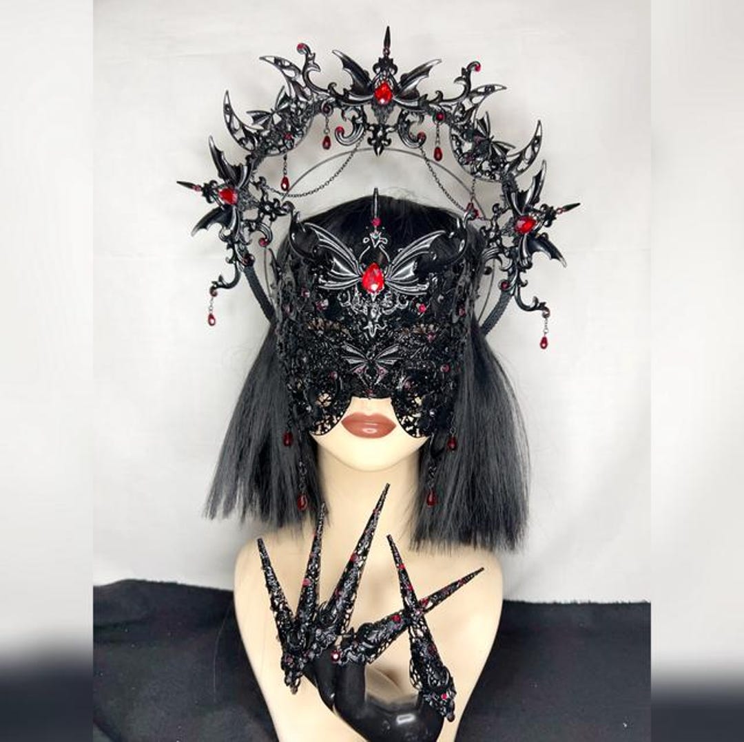 Nosferatu Gothic Crown Set: Vampire Mask, Claws, Headpiece - Etsy