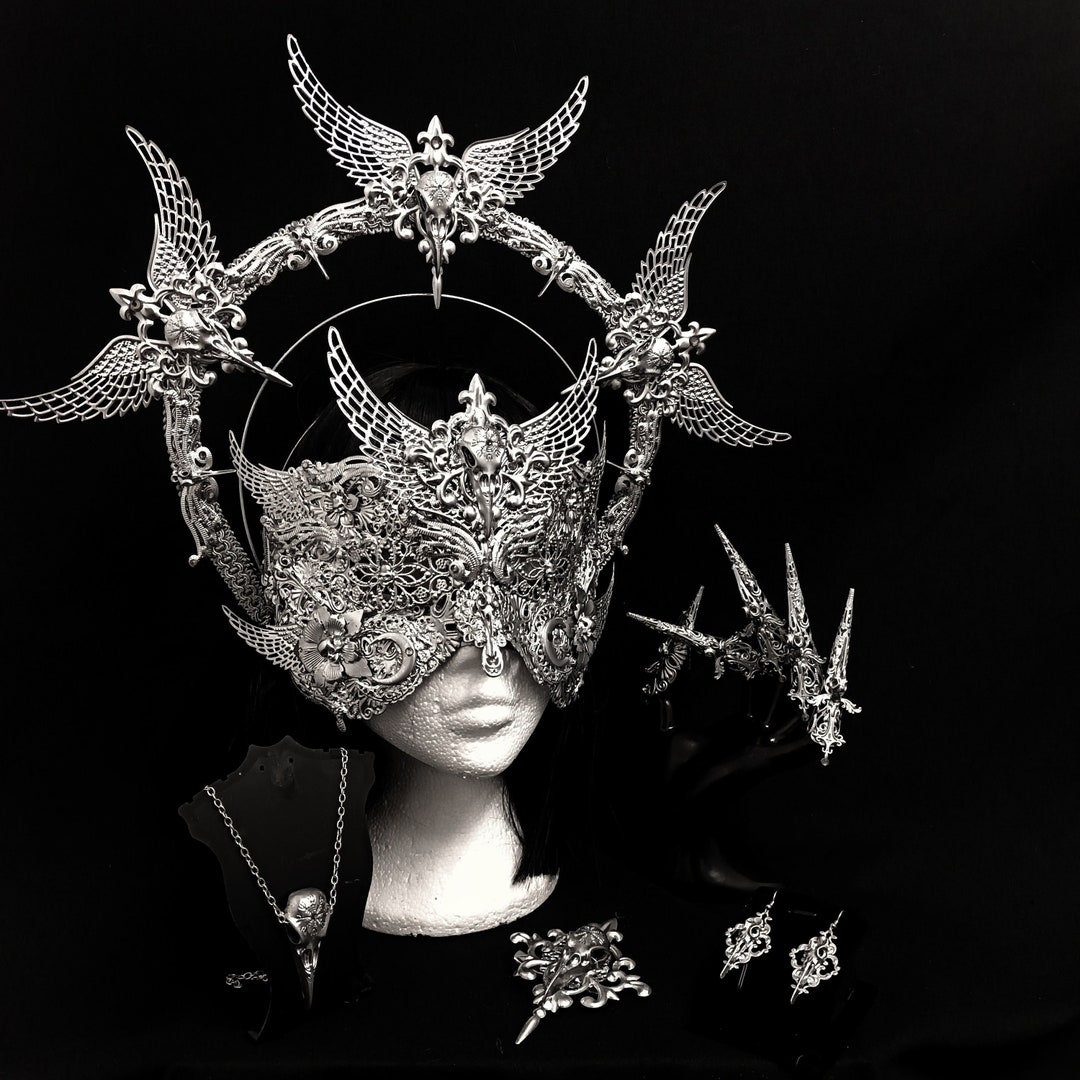 Raven Set- Gothic Headpiece, Vampire Halo, Alternative Tiara, Evil ...