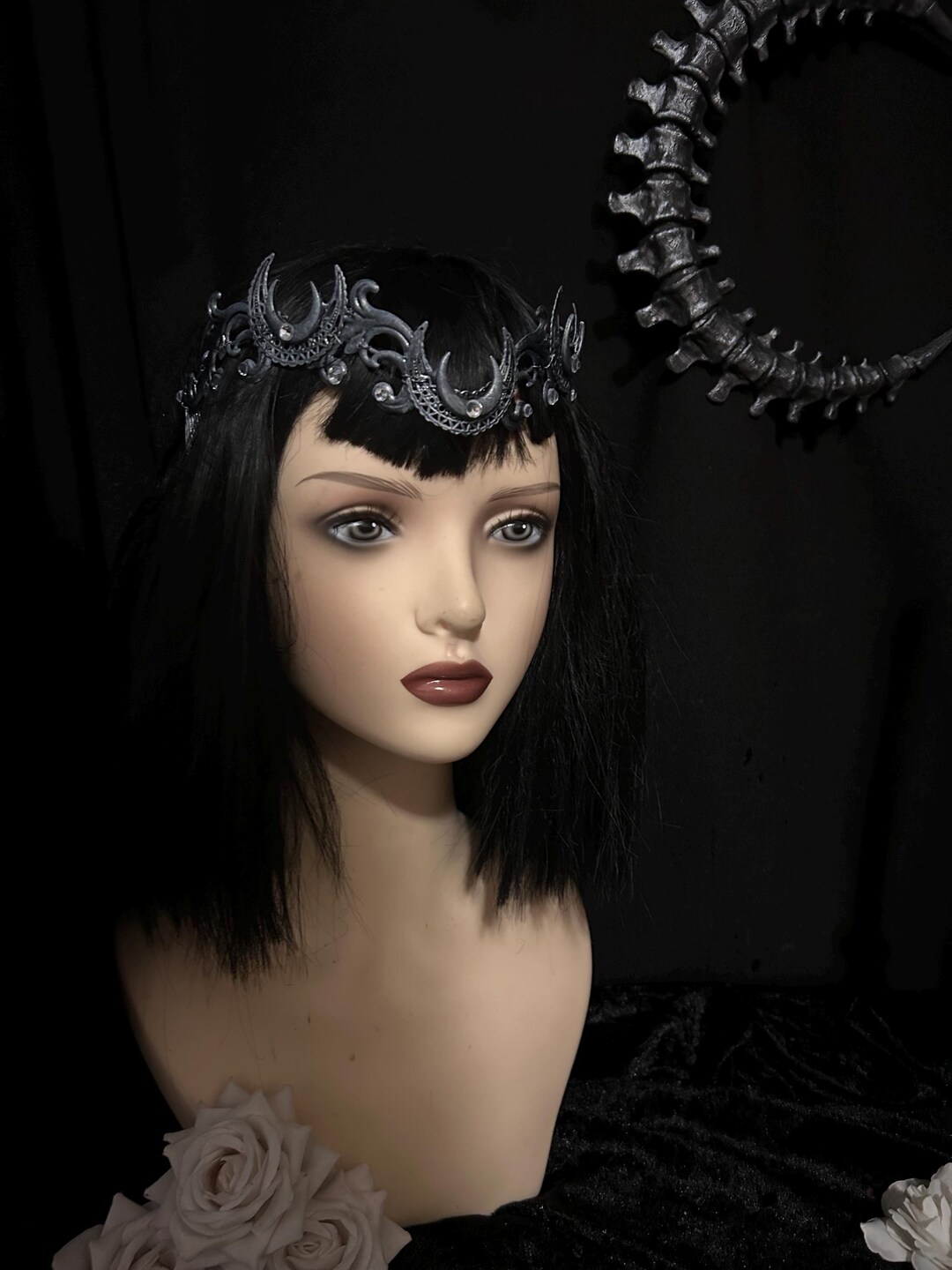 Luna Tiara: Gothic Moon Crown With Silver Rhinestones - Etsy