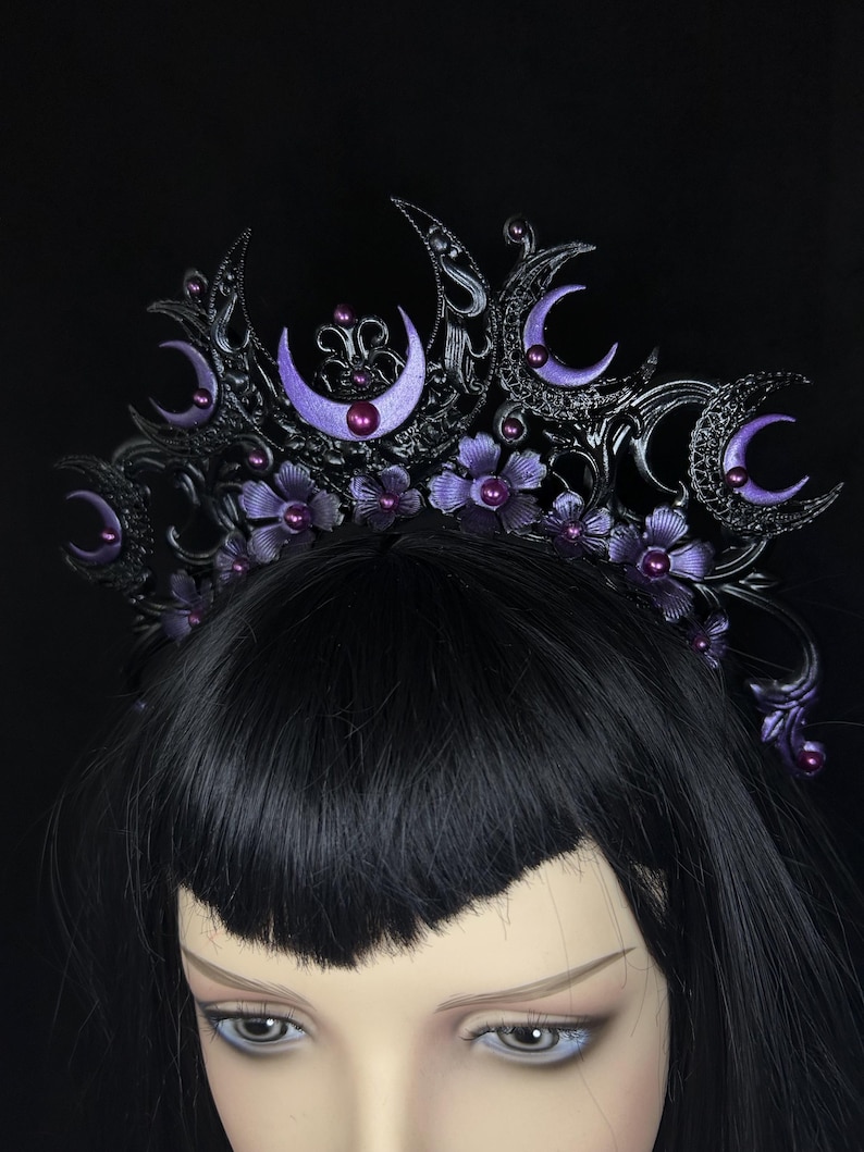 Lunara Crown- Moon Headwear, Witch Cosplay, Gothic Headdress, Celestial ...