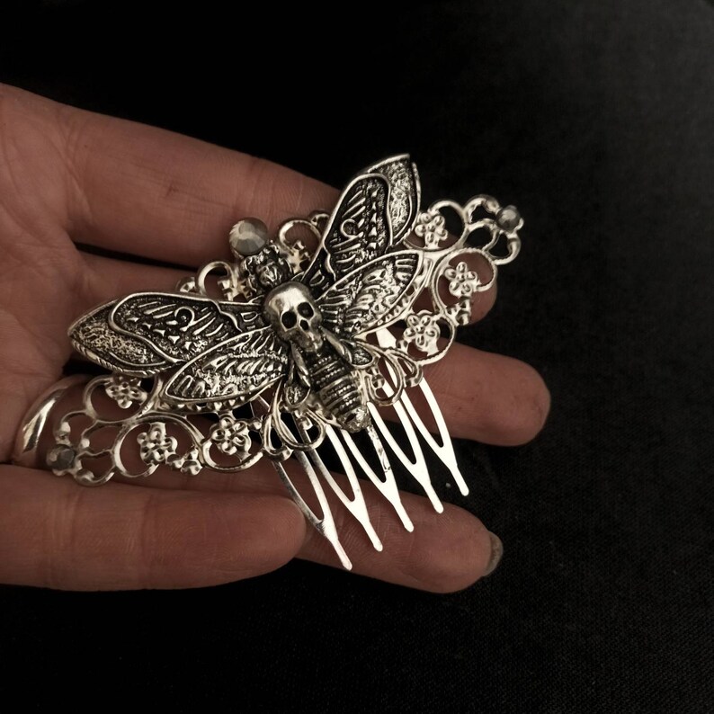 Death Moth Hairslide II: Gothic Accessory, Goth Hairclip, Alt Barrette ...