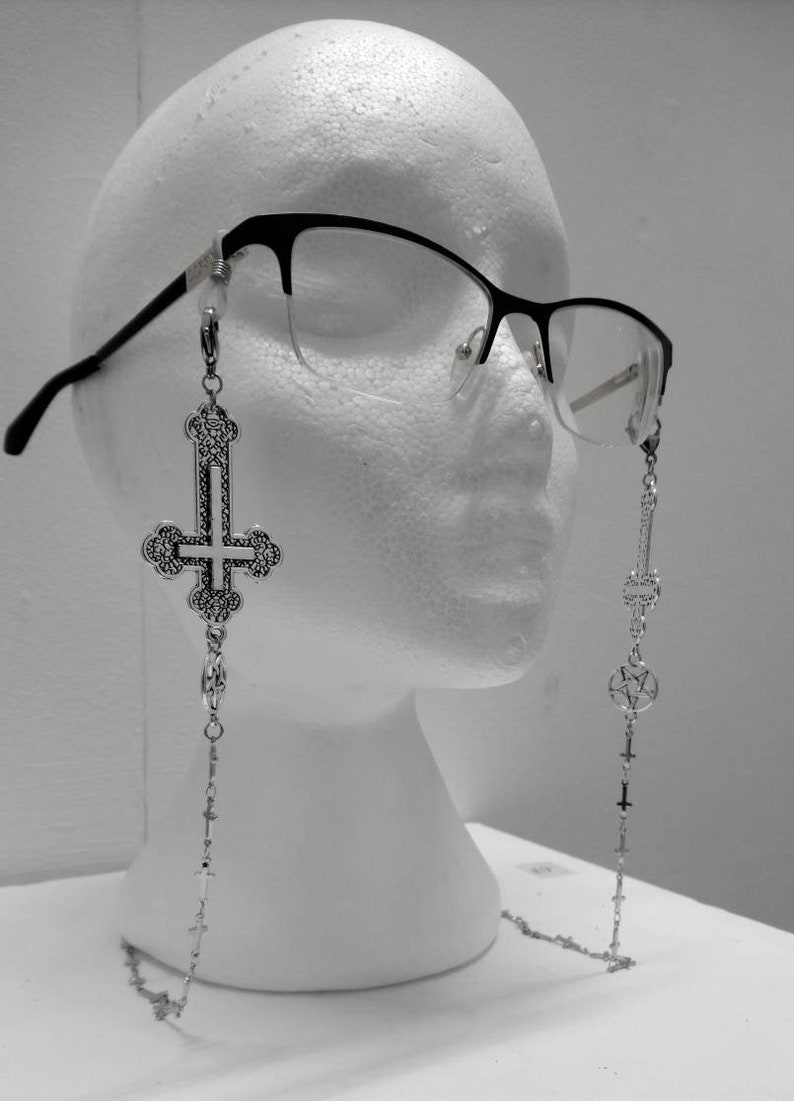Satanic Glasses Chain: Gothic Inverted Cross, Pentagram Eyewear ...