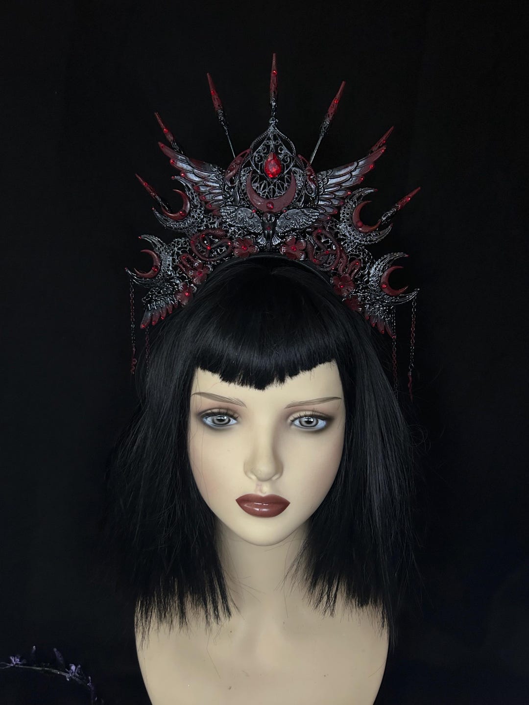 Lilith Gothic Crown – Demon Queen Headdress, Gothic Winged Headwear - Etsy