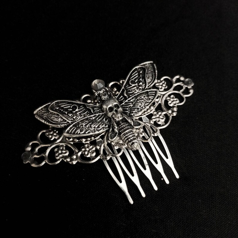 Death Moth Hairslide II: Gothic Accessory, Goth Hairclip, Alt Barrette ...