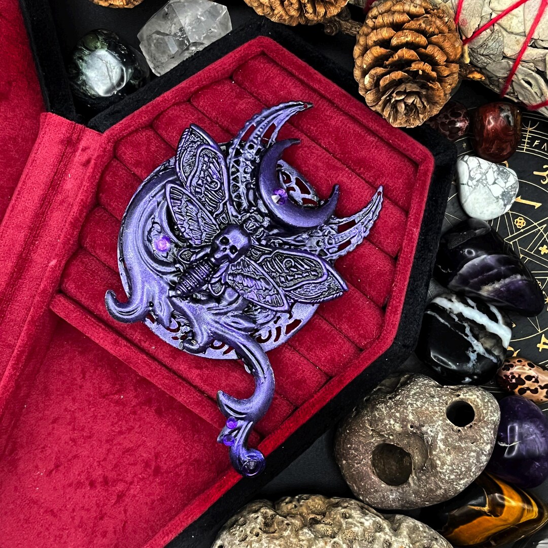 Death Moth Brooch Clip: Purple Filigree, Gothic Hair Accessory - Etsy