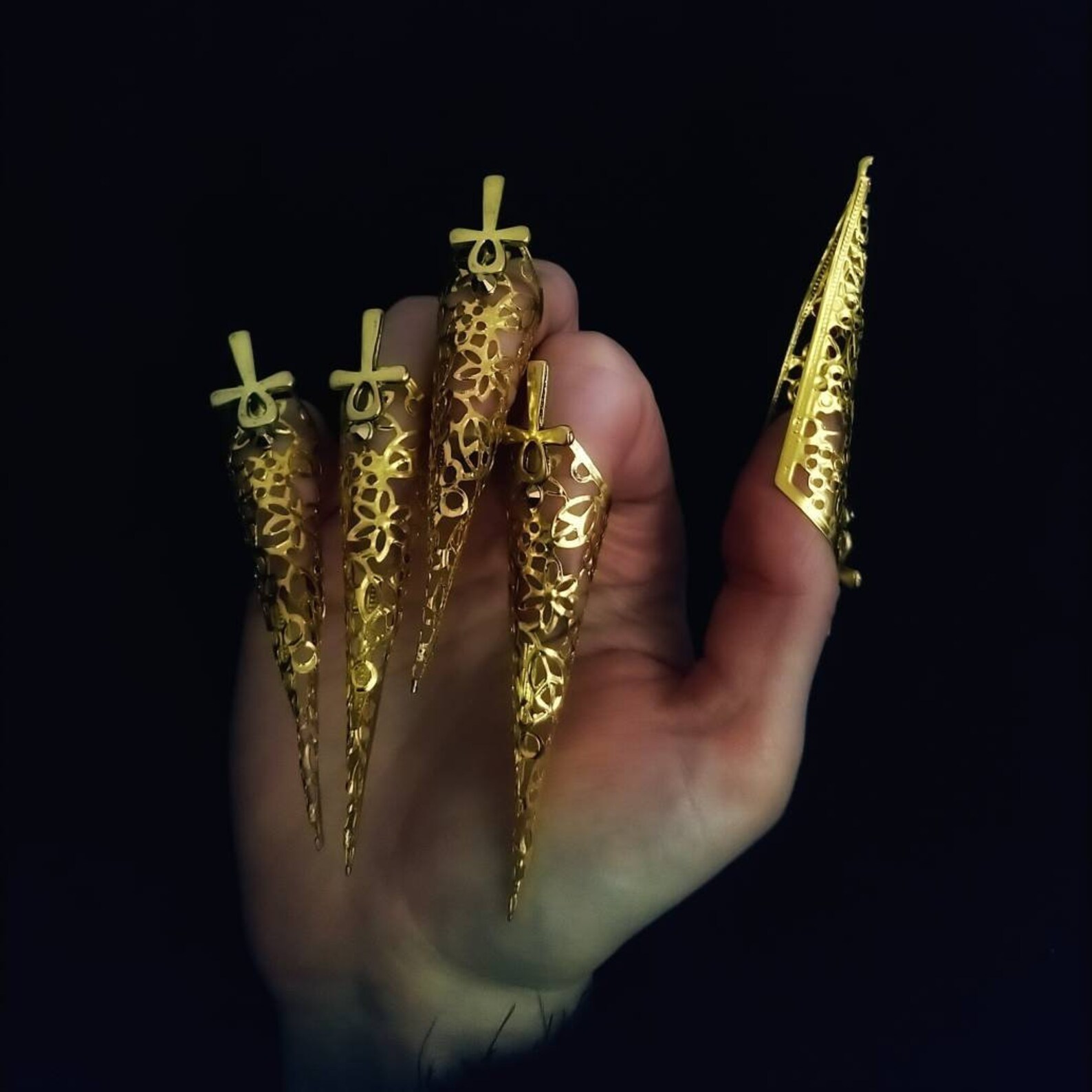 Ankh Nail Rings: Egyptian Cosplay Vampire Claws Queen of the - Etsy ...