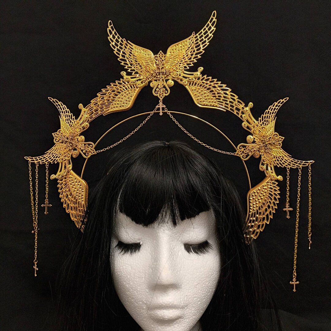 Theia: Golden Headwear, Gold Halo, Angelic Cosplay, Angel Warrior ...