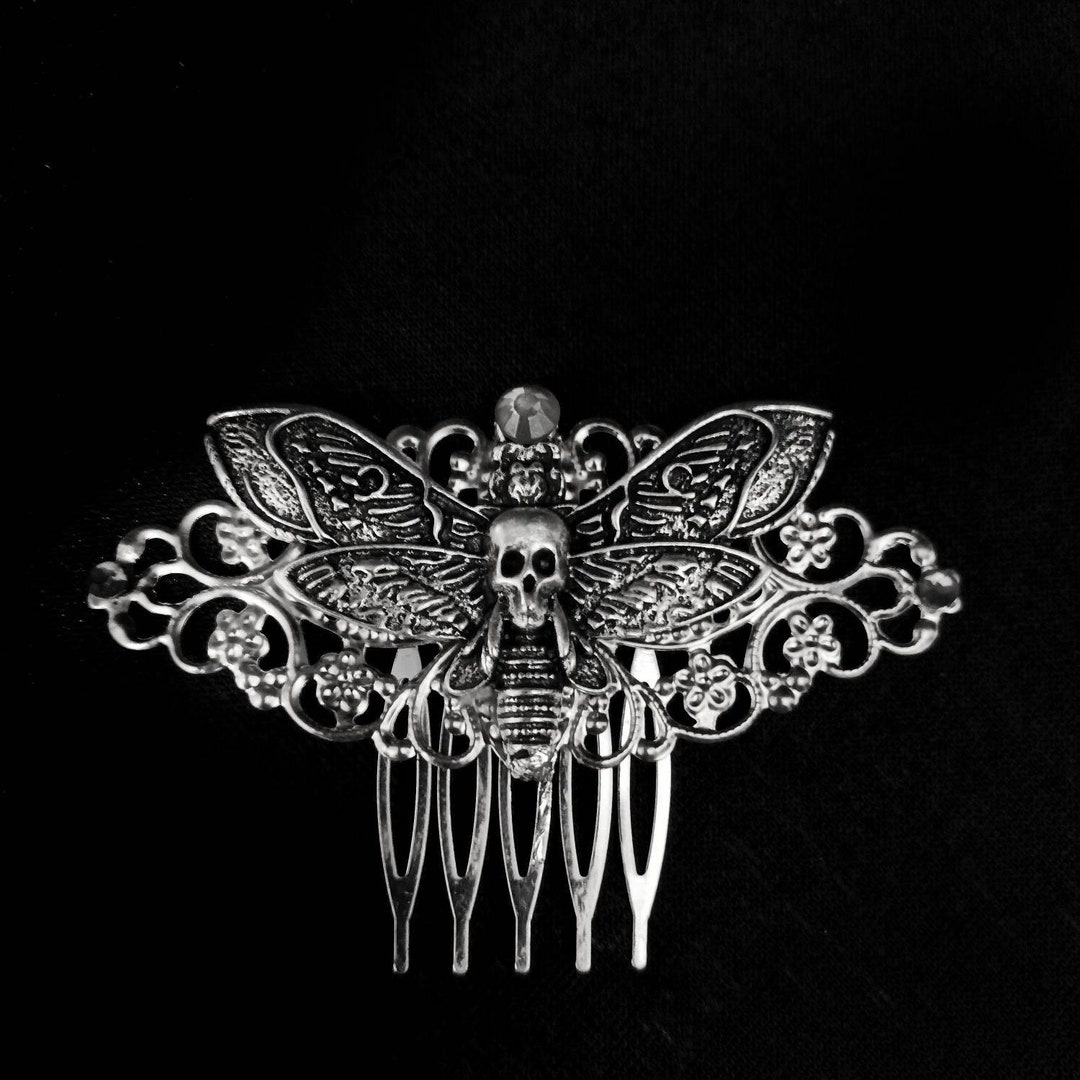 Death Moth Hairslide II: Gothic Accessory, Goth Hairclip, Alt Barrette ...