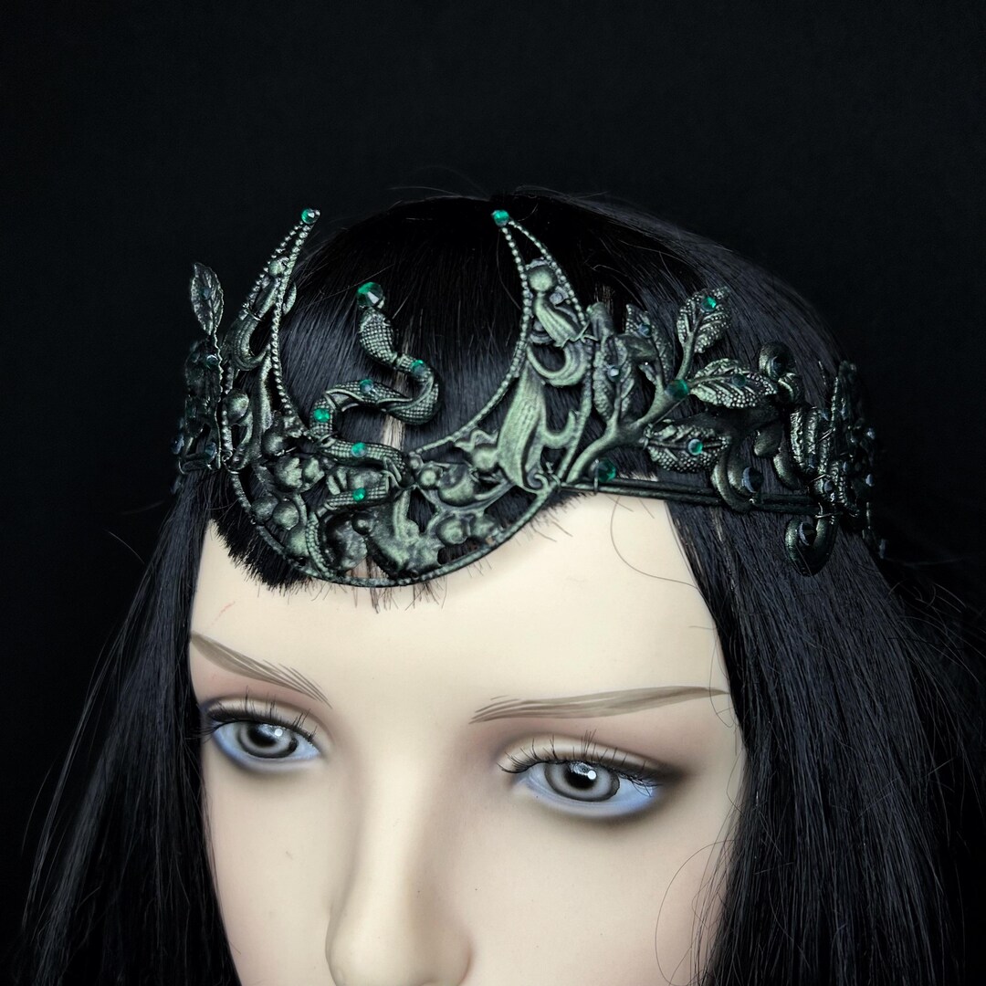 Venomous Snake Tiara: Goth Bridal Crown With Green Rhinestones - Etsy