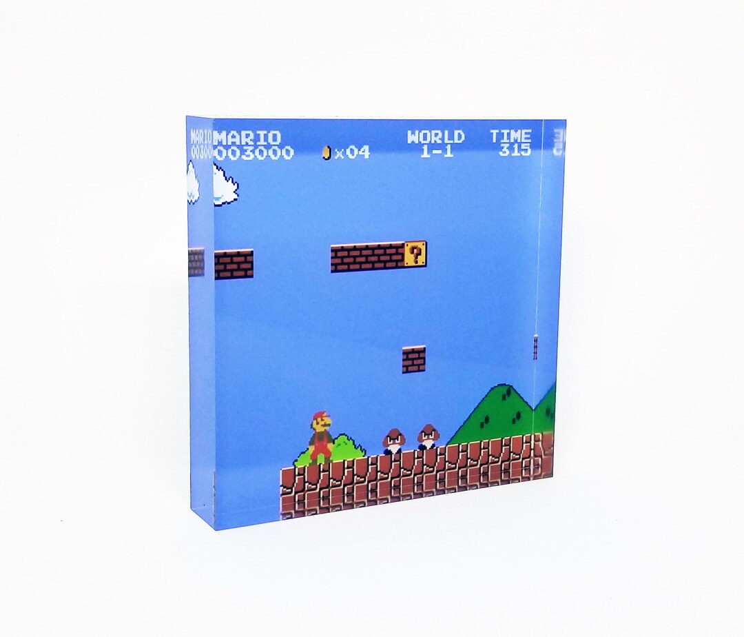 Mario Retro Game Art Crystal Print - Gift for Gamer Geek, Home Room ...
