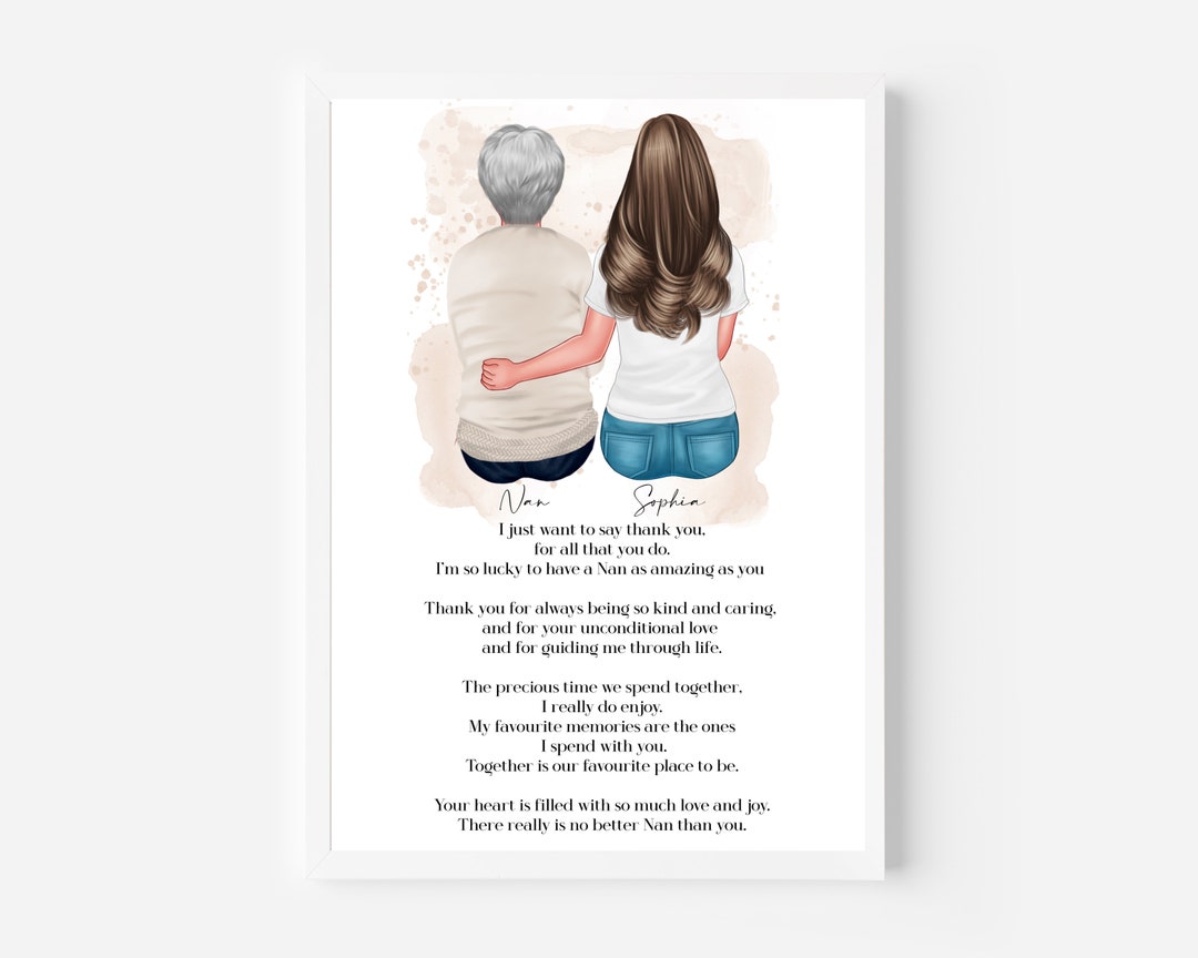 Personalised Nan Print, Gift for Nan, Gift for Grandma, Mothers Day ...