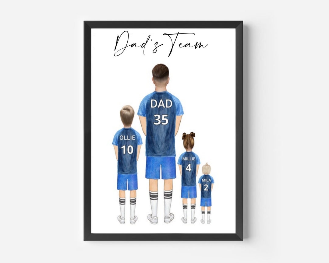 Personalised Football Family Print, Dad's Football Team Print, Dad ...