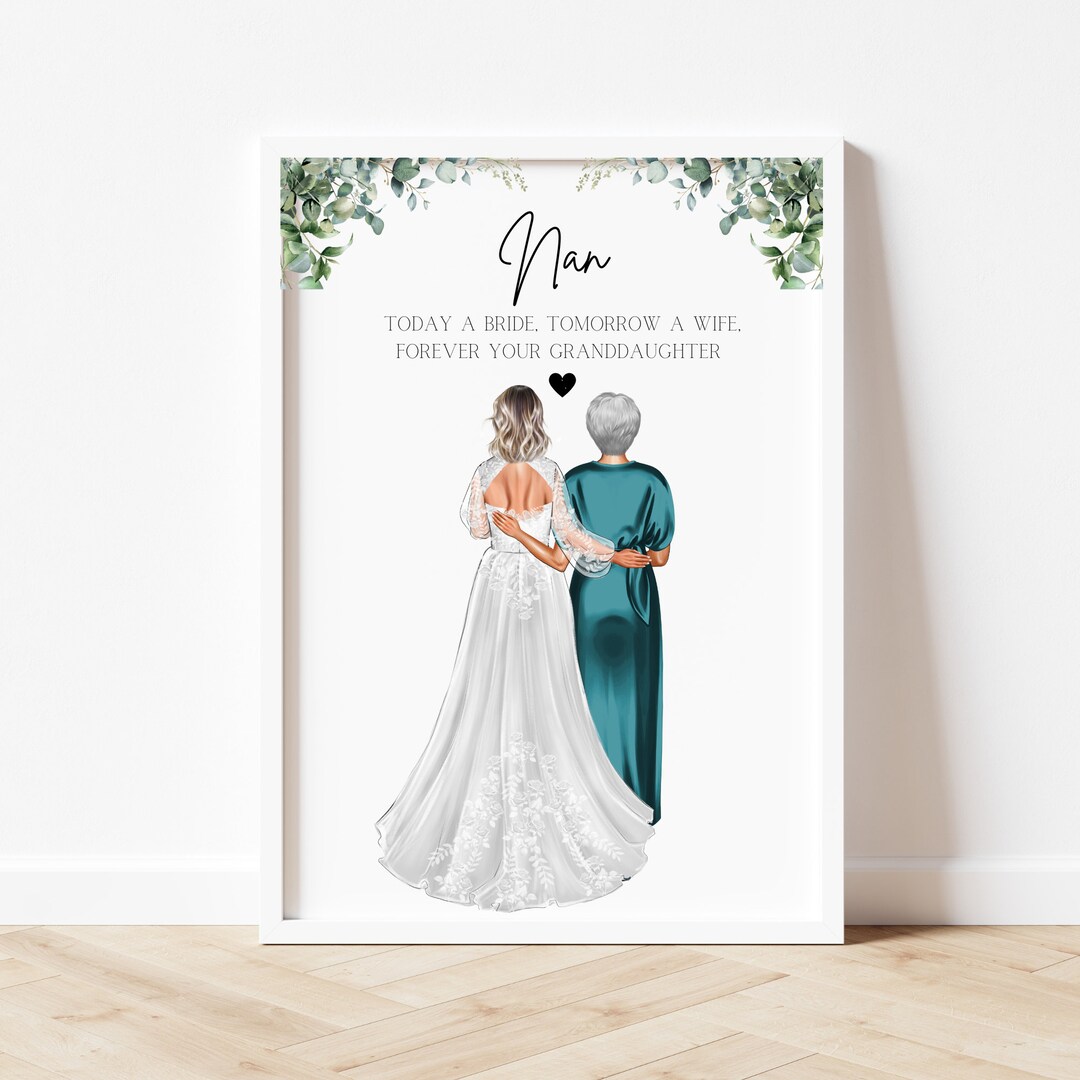Personalised Nan of the Bride Print, Grandma of the Bride Gift ...