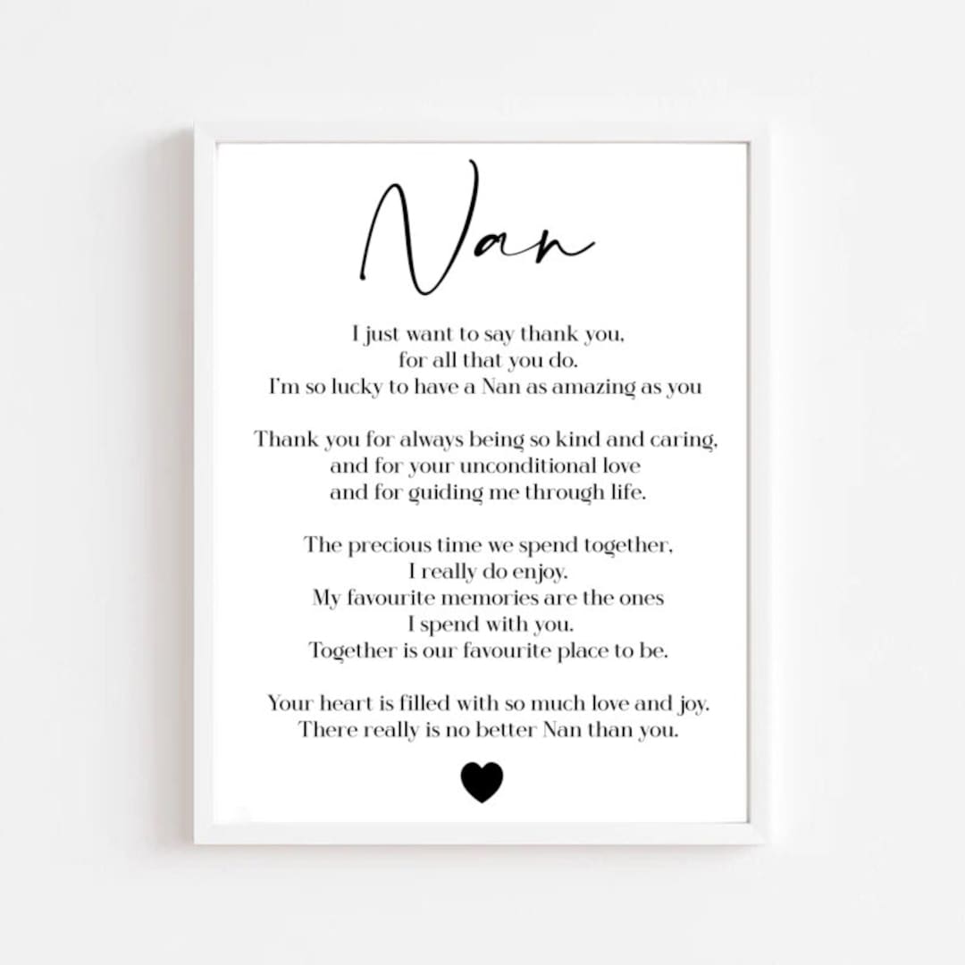 Nan Poem Printgrandma Poemnan Printmothers Day - Etsy UK