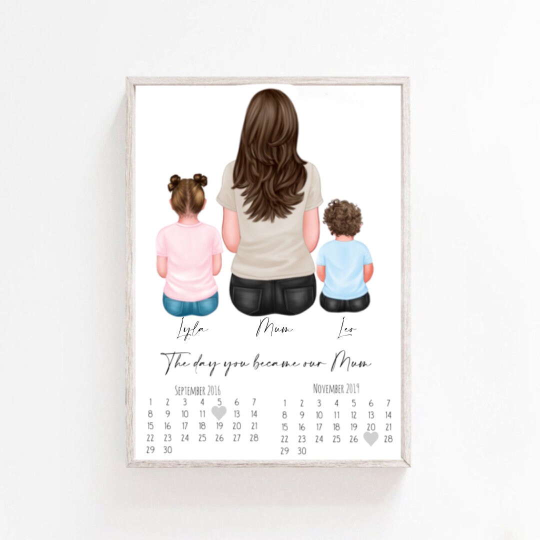 Personalised Mum Print, Mum and Children Print, Mothers Day Gift ...