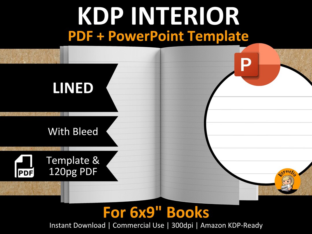 6x9 LINED Interior Editable Template Blank Notebook Journal for Amazon ...