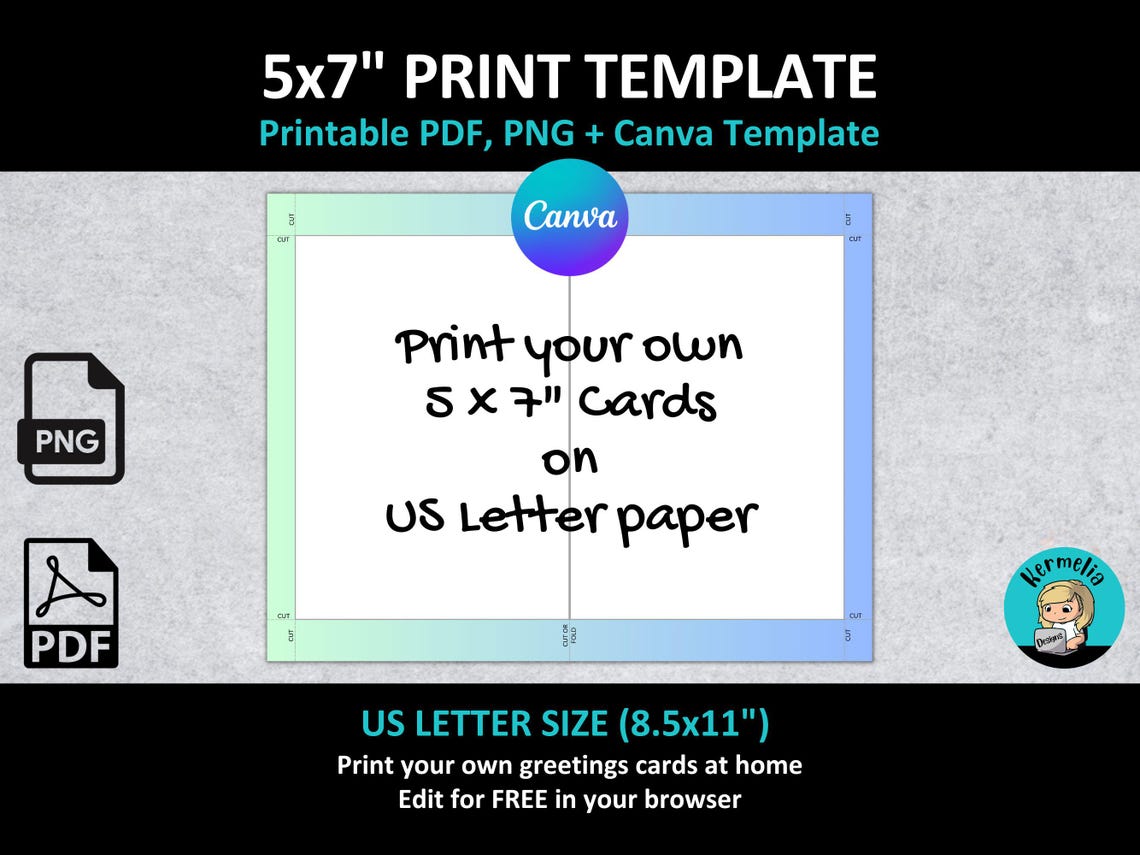 5x7" Portrait CARD Printing CANVA Template Printable | Invitation ...