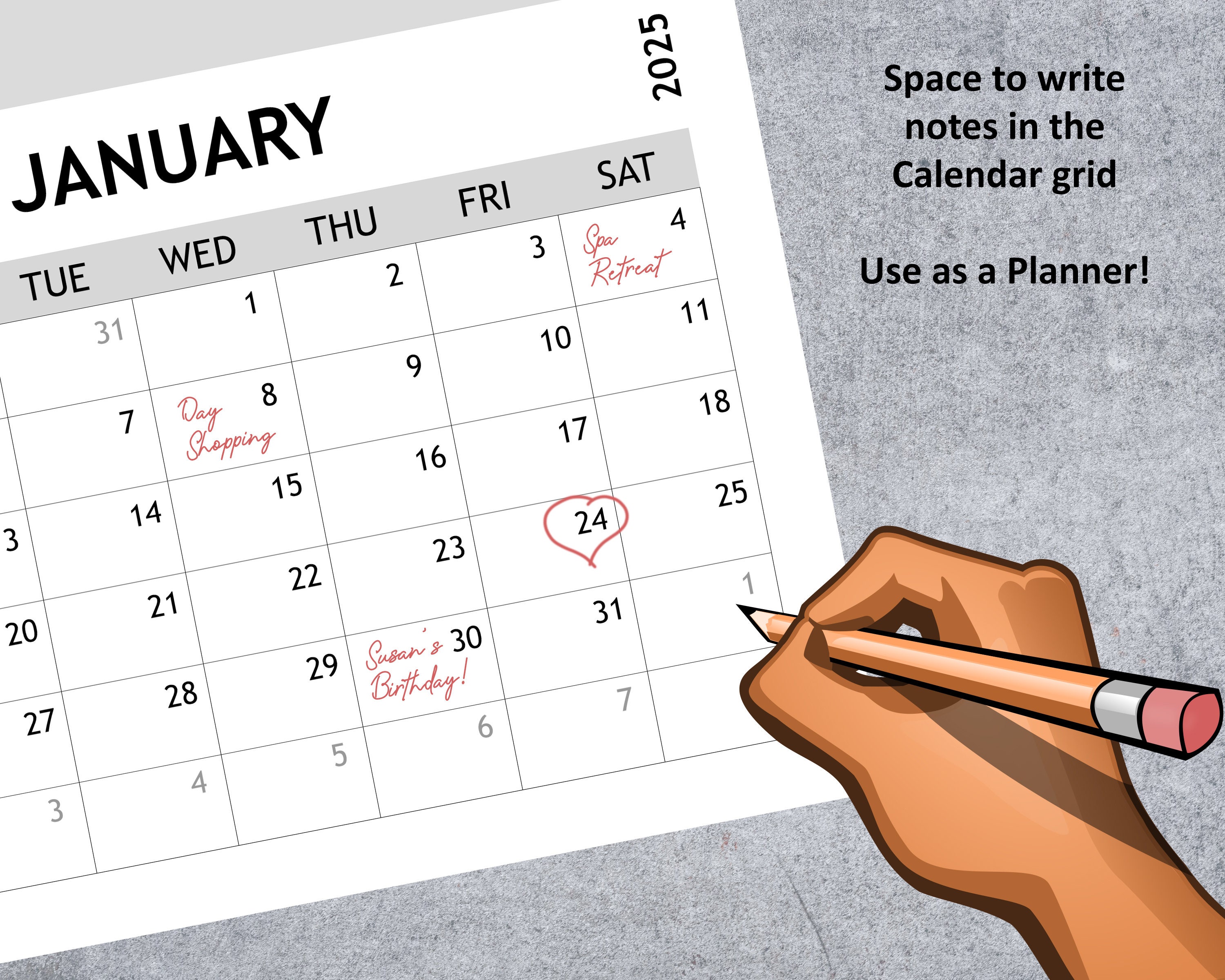 Tabloid 11x17" 2025 CALENDAR PSD Template | Sunday Start | Editable ...