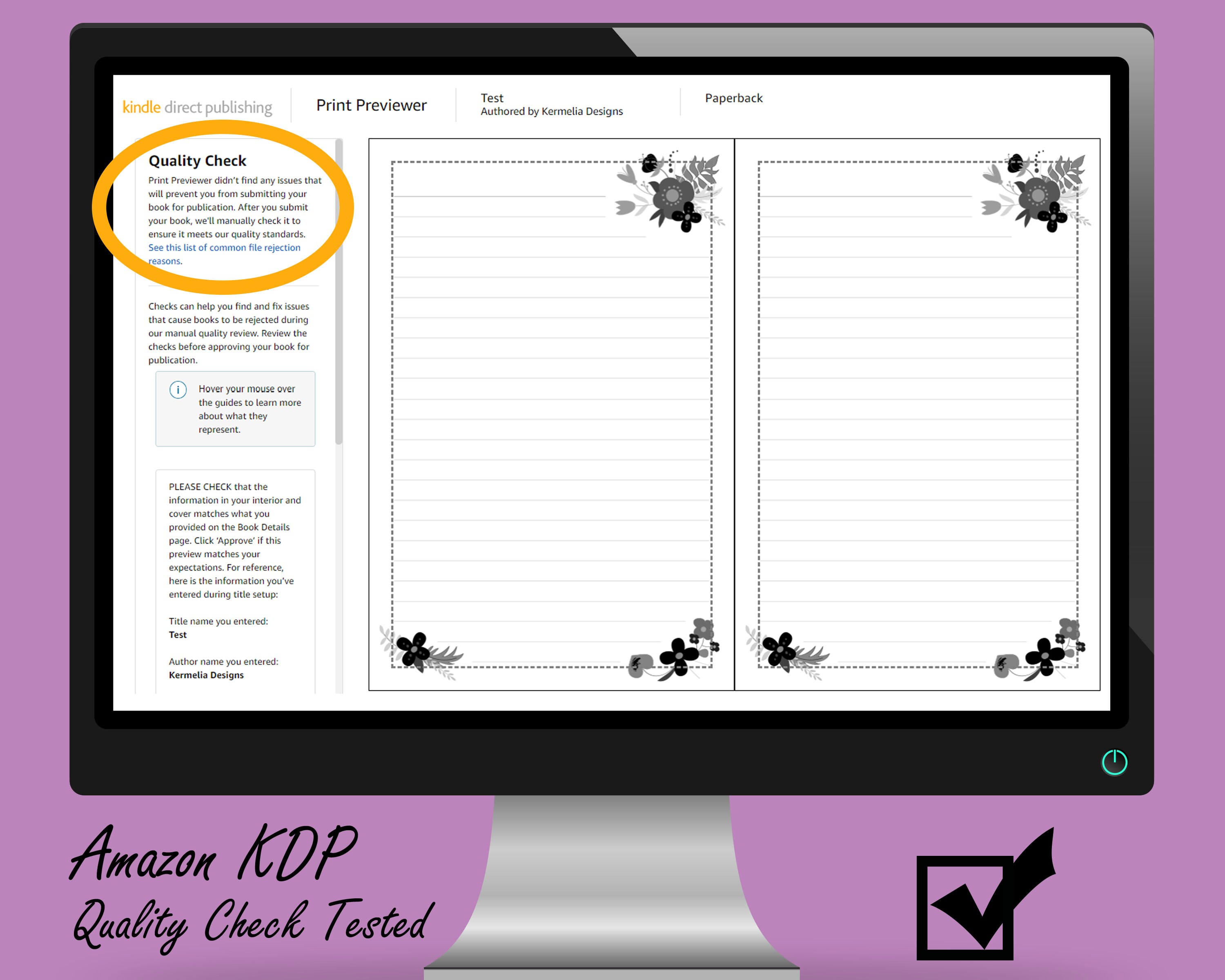 6 X 9 KDP Cover & Interior Editable Template Set FLORAL Notebook ...